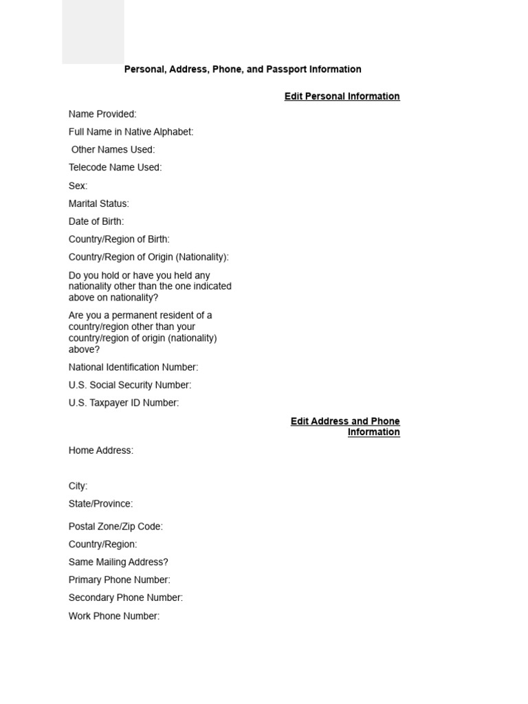 Us Visa Updated Draft Form | PDF | Passport | Zip Code