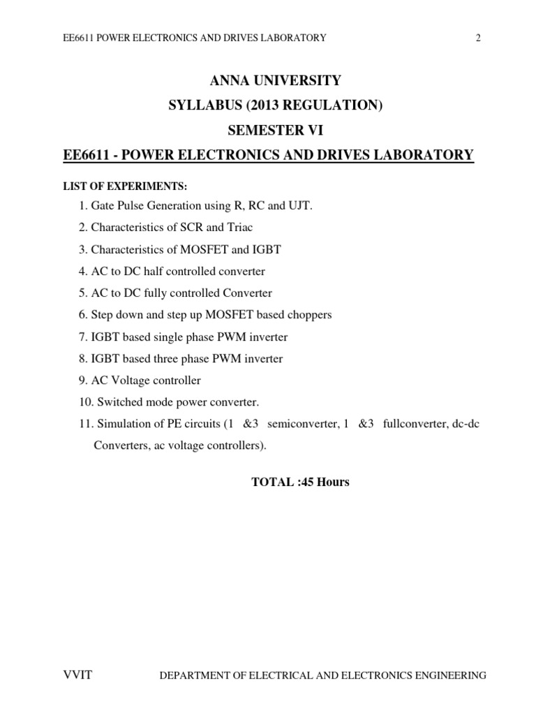 EE6611-POWER-ELECTRONICS-AND-DRIVES | PDF | Power Electronics | Power Inverter