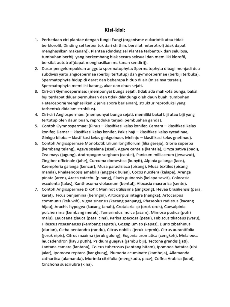 Kisi Kisi Biologi | PDF