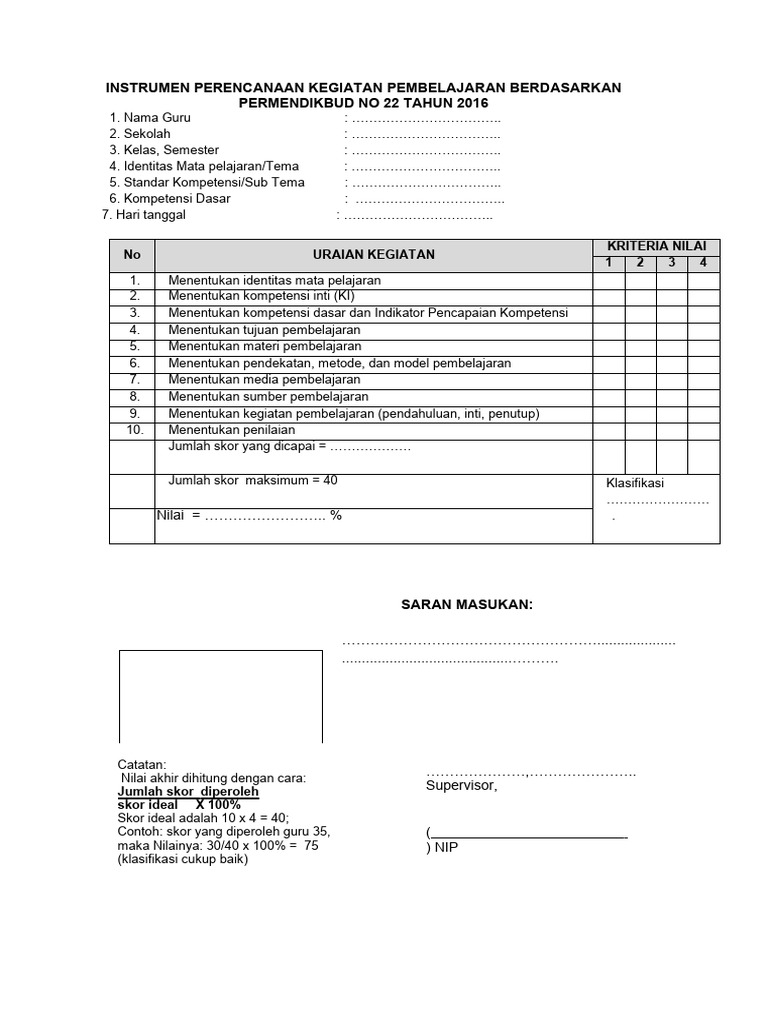 Instrumen Supervisi | PDF