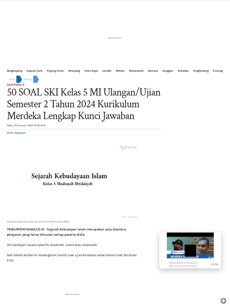 50 SOAL SKI Kelas 5 MI Ulangan - Ujian Semester 2 Tahun 2024 Kurikulum Merdeka Lengkap Kunci ...