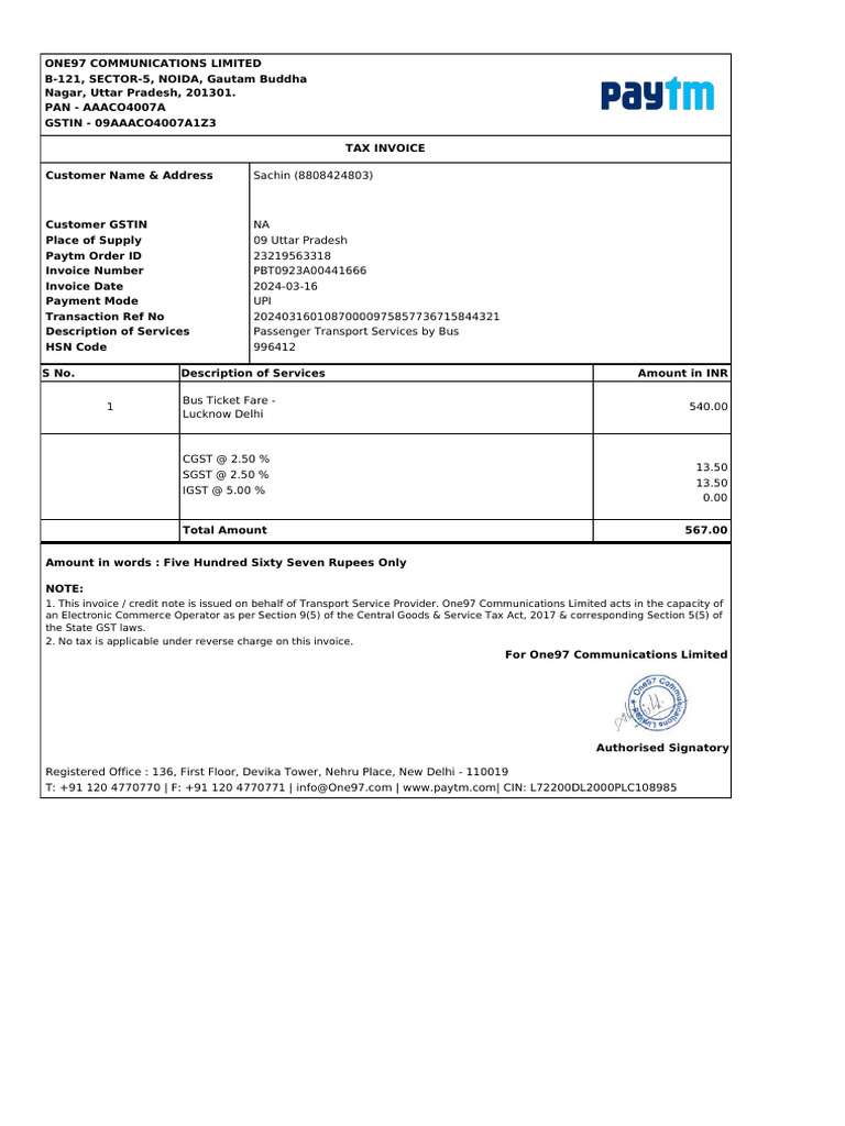 Invoice PBT0923A00441666 | PDF | Taxes | Payments