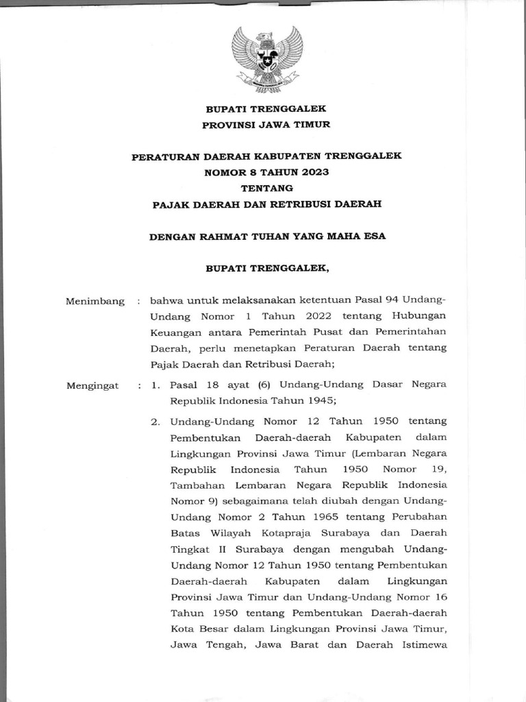 05 - Perda Retribusi No 8 Tahun 2023 (Terbaru) | PDF