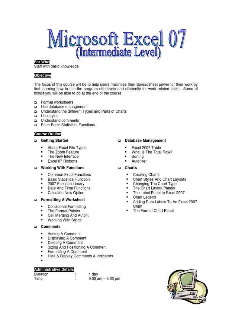 Excel Skills Course for Staff | PDF