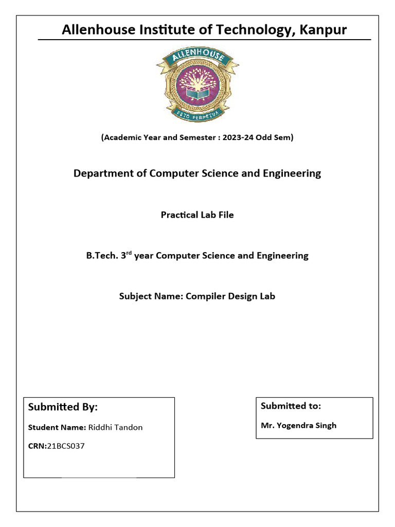 Compiler Design Lab Programs | PDF | Computer Science | Software Engineering