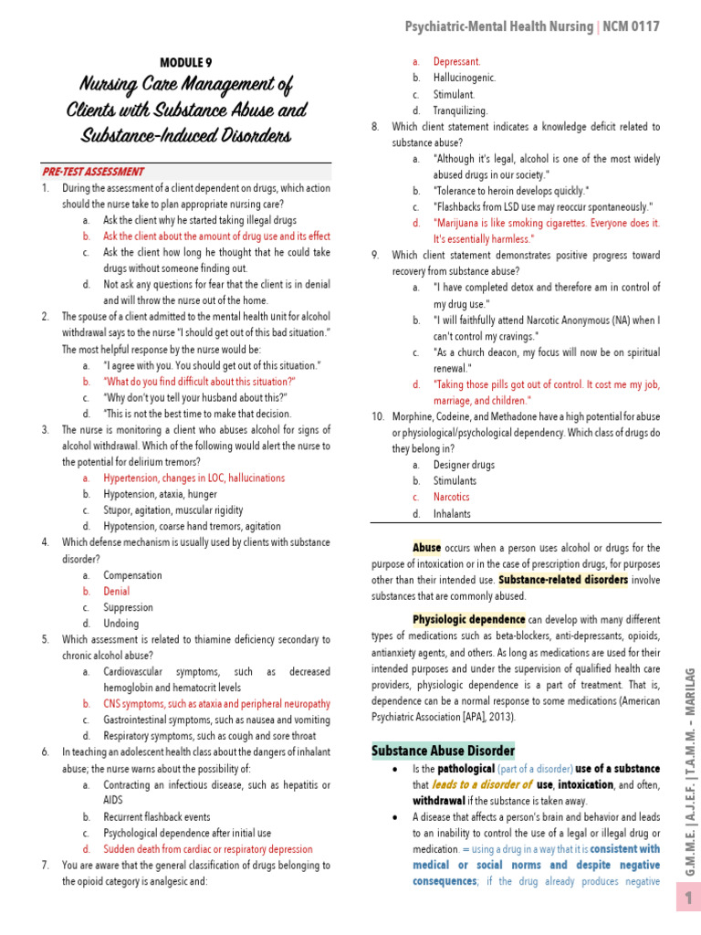 Module 9 - Substance Abuse and Substance-Induced Disorders | PDF ...