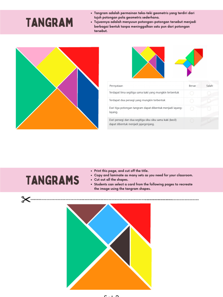 Tangram Shapes and Activity Worksheet - 4 | PDF