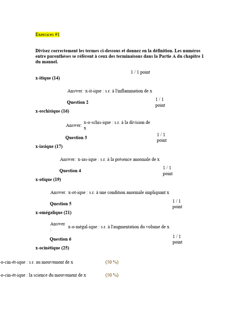 Exercices Et Notes Chap 1-13 Termilogie Médicales | PDF | Genre ...