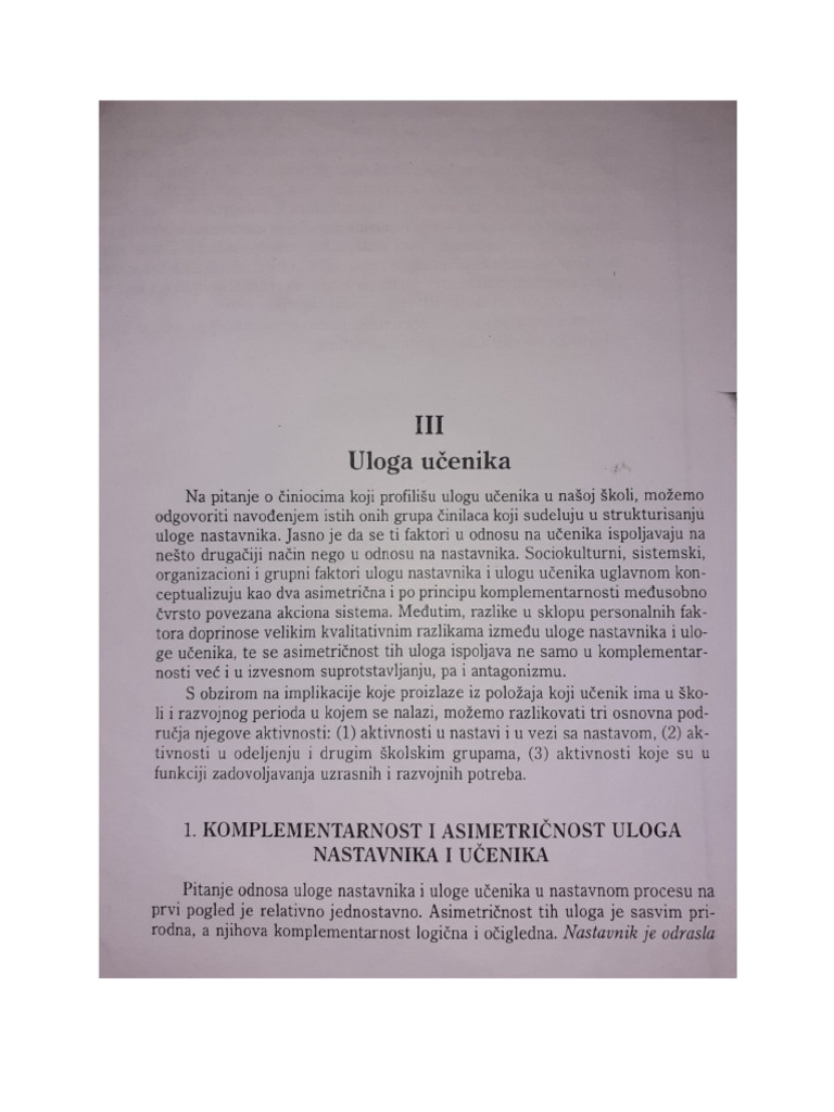 Uloga Ucenika U Nastavi | PDF