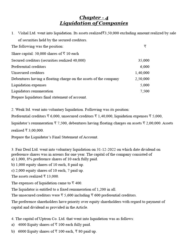 Liquidation of Companies | PDF | Liquidation | Equity (Finance)