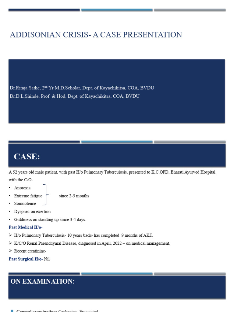 Addisonian Crisis Case Study | PDF | Glucocorticoid | Medical Specialties