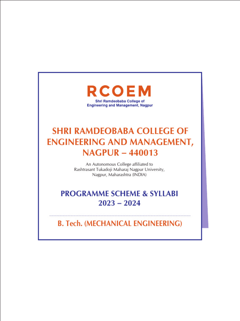 B.Tech Mechanical Engineering Syllabus 2023-24 | PDF | Laser | Engineering