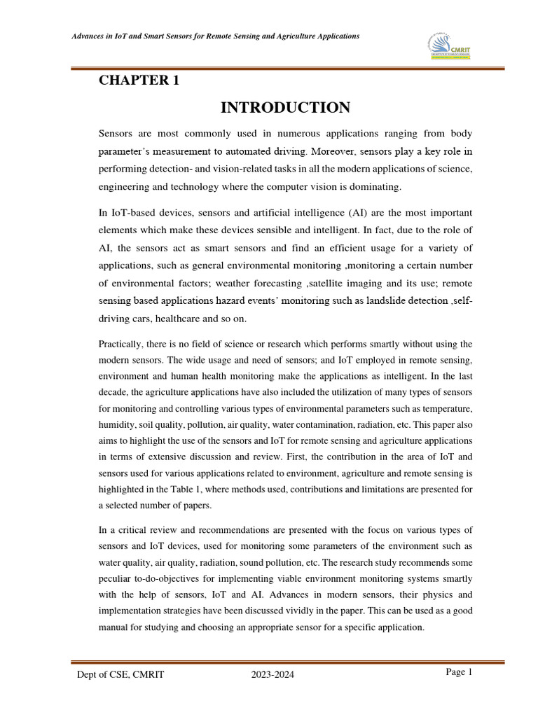 IoT and Smart Sensors in Agriculture | PDF | Internet Of Things | Agriculture