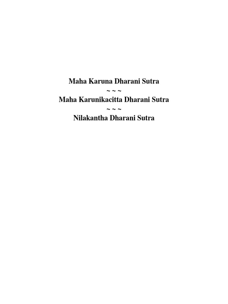 Maha Karuna Dharani Sutra | PDF