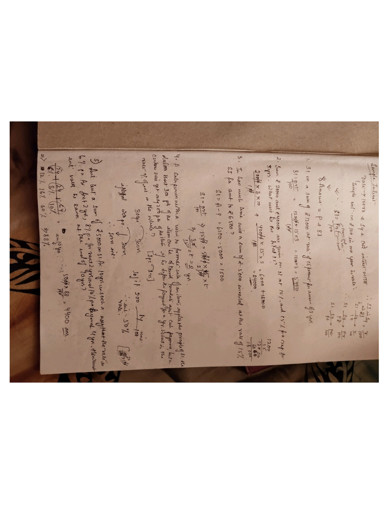 Handwritten Simple Interest Notes | PDF