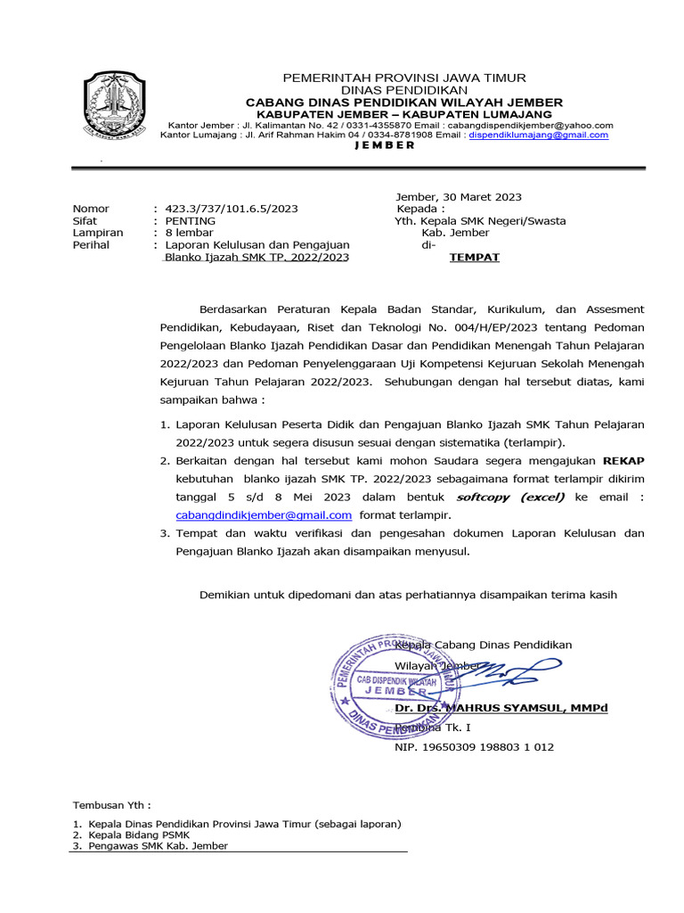 737_SURAT EDARAN_Laporan Kelulusan dan Pengajuan Blanko Ijazah SMK 2022 ... 737_SURAT EDARAN_Laporan Kelulusan dan Pengajuan Blanko Ijazah SMK 2022 ...