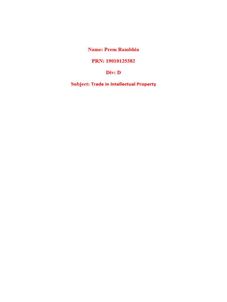 Trade in IP - First Internal - Case Analysis | Download Free PDF | Copyright | License