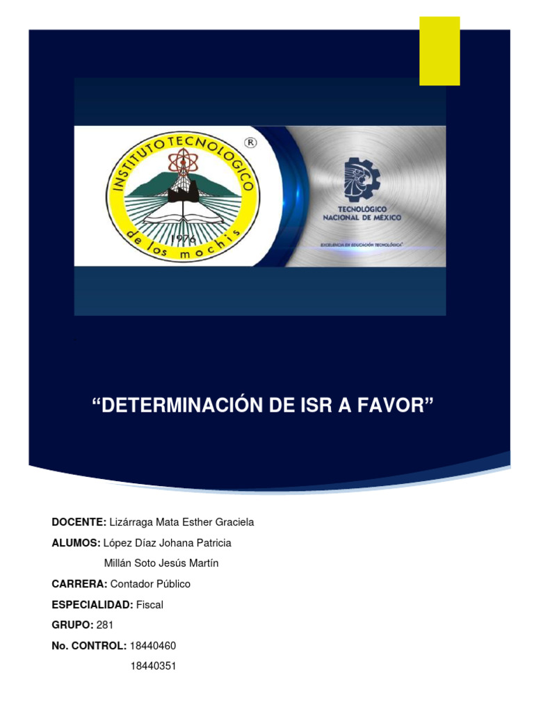Unidad 3. Determinacion de Isr A Favor Caso 2 | PDF | Impuesto sobre la renta | Impuestos