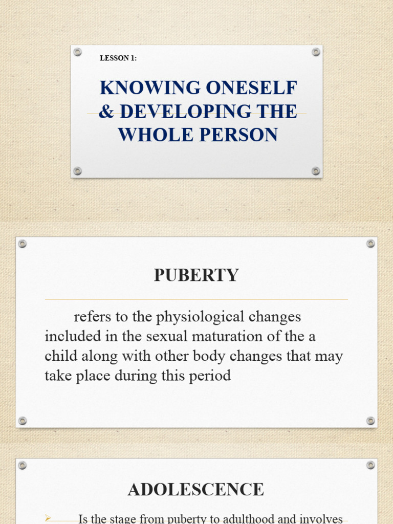 Lesson 1 Knowing Oneself and Developing The Whole Person 2 | PDF ...