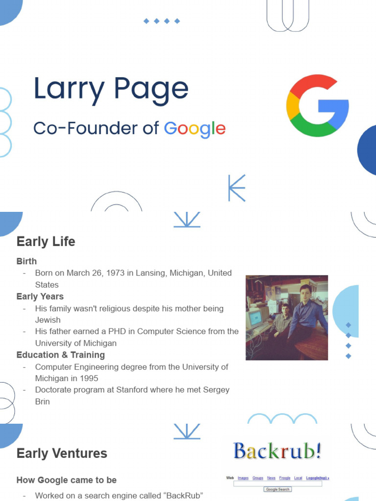 Larry Page: Co-Founder of Google Presentation | PDF