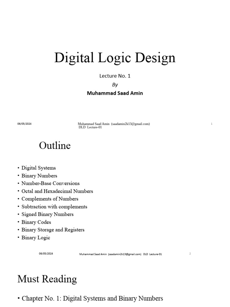 DLD Lec 1 | PDF | Digital Electronics | Digital Data