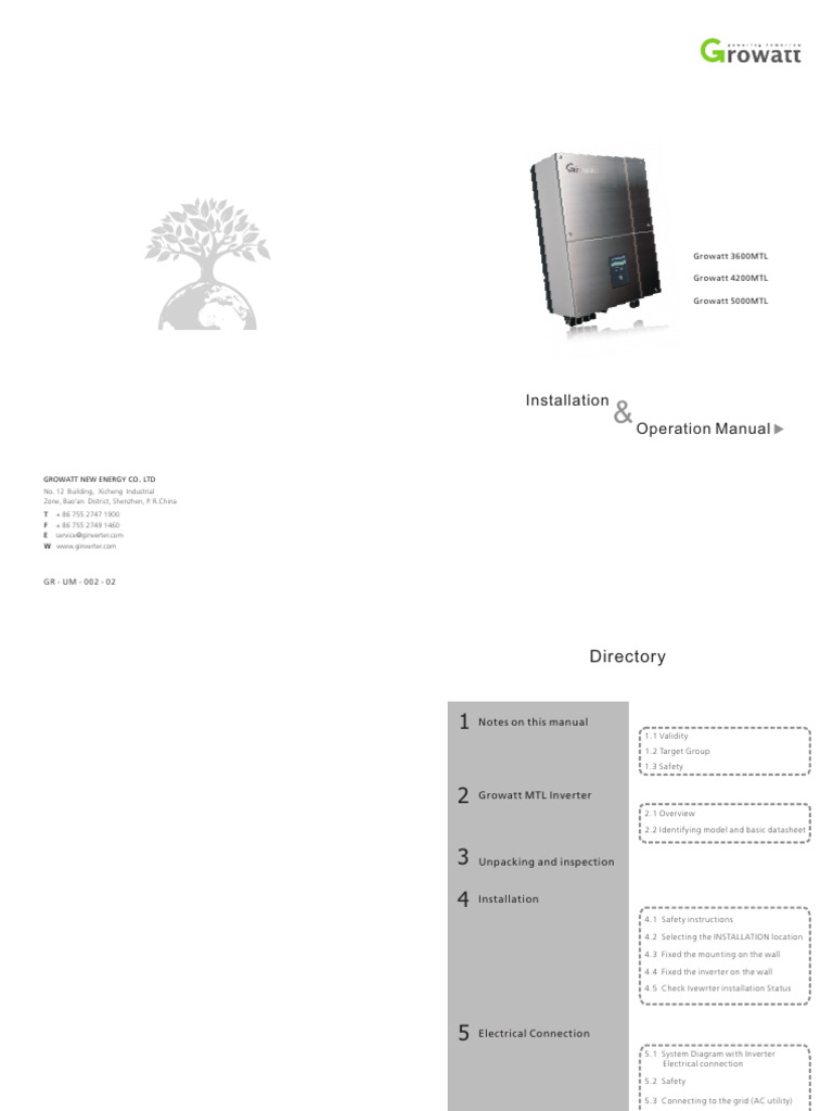 Growatt 3600 5000MTL User Manual | PDF | Photovoltaics | Power Inverter