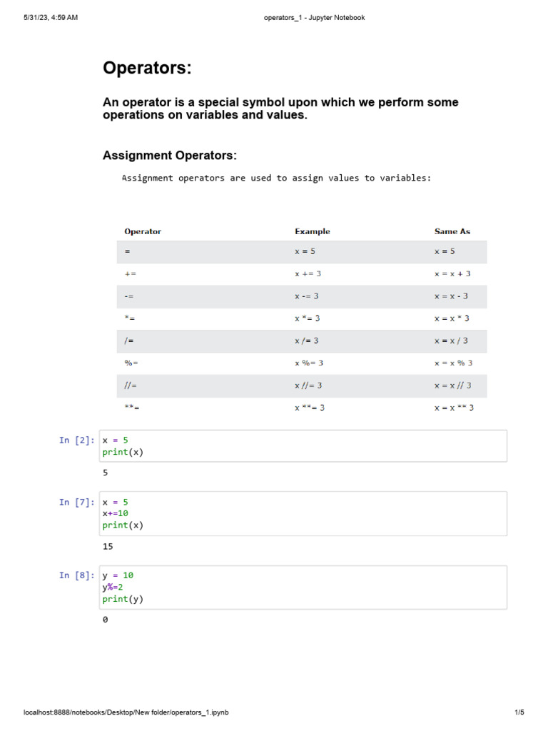 Operators 1 Jupyter Notebook Pdf Software Engineering Syntax Logic