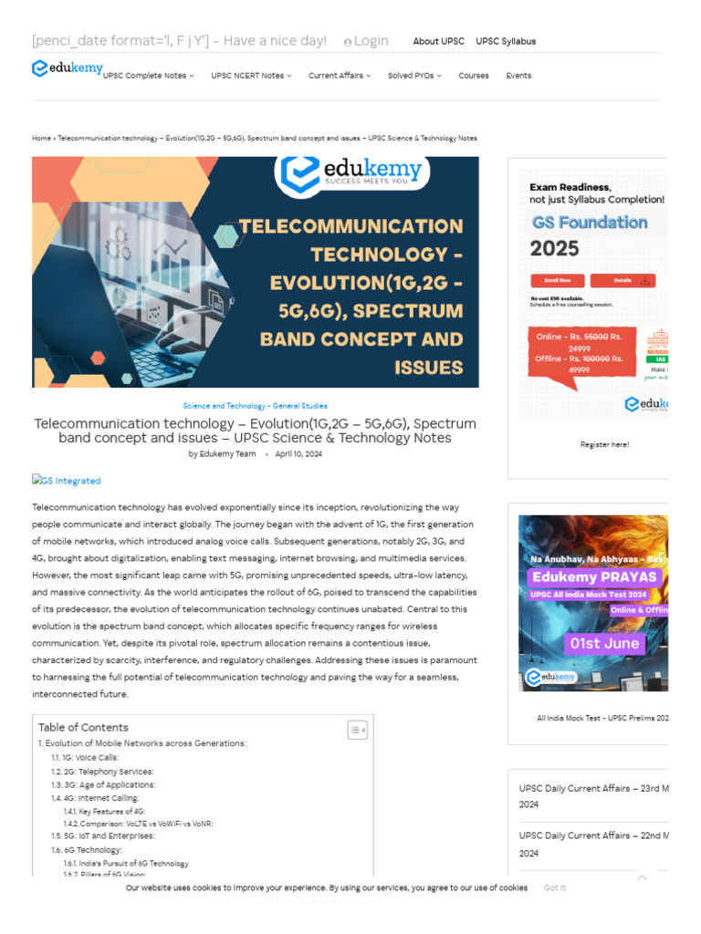Telecommunication Technology - Evolution (1G, 2G - 5G, 6G) | PDF | 4 G ...