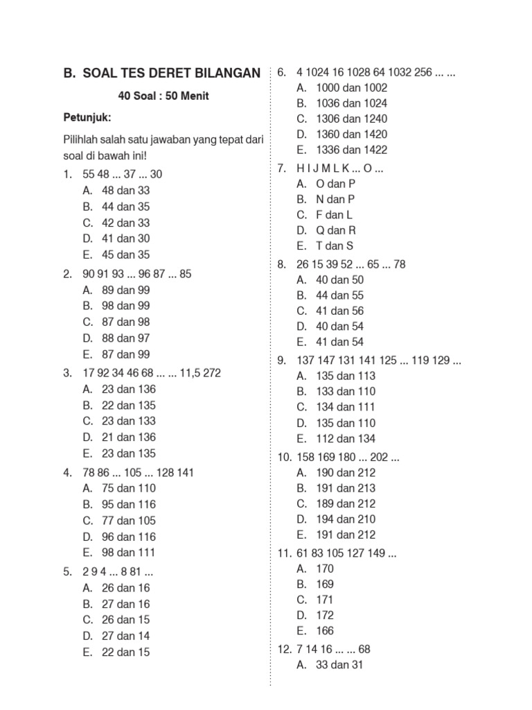 Jawaban Deret Angka | PDF