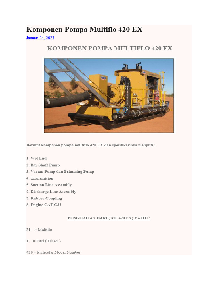 Komponen Pompa Multiflo 420 EX | PDF