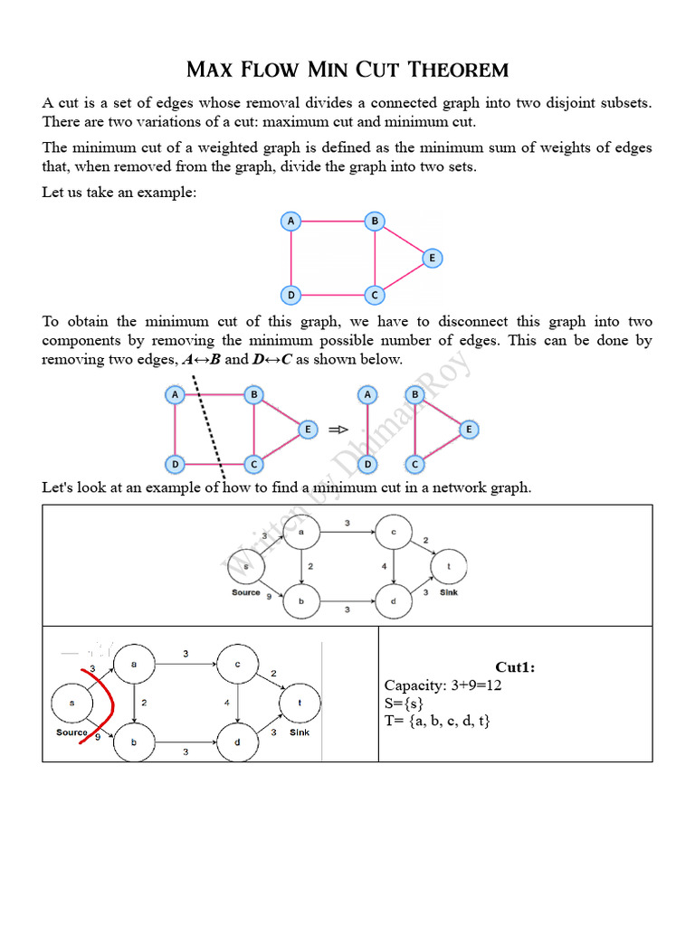 Max Flow Min Cut Theorem | PDF | Combinatorics | Operations Research