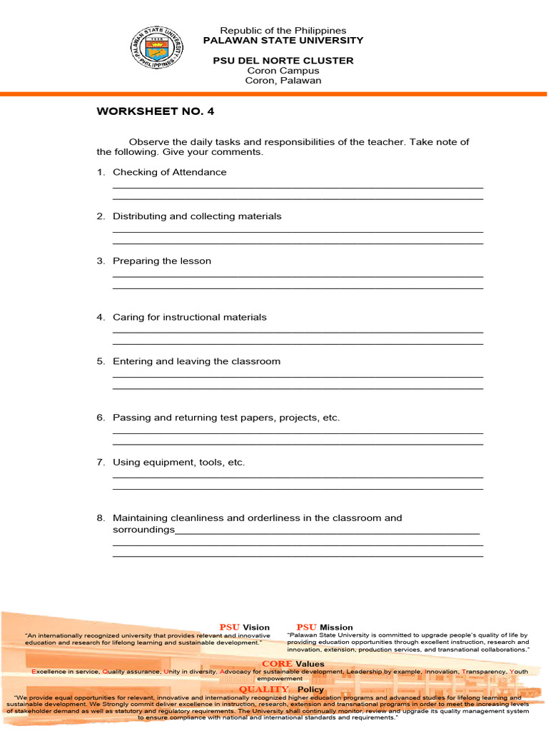 Worksheet 4 | Download Free PDF | Lifelong Learning | Quality Management