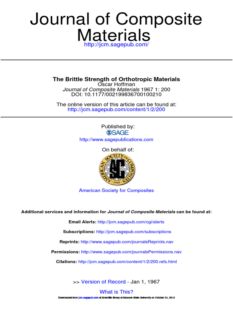 Hoffman The Brittle Strength of Orthotropic Materials | PDF | Fracture ...