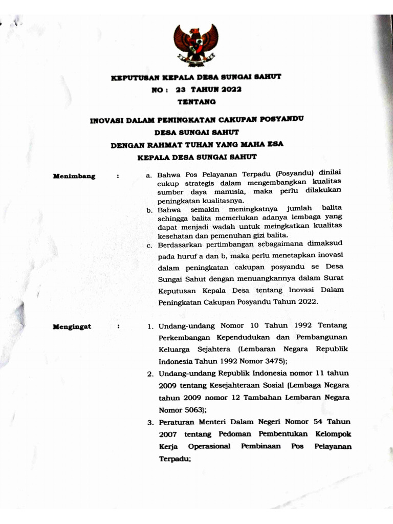 SK Inovasi Peningkatan Cakupan Posyandu | PDF