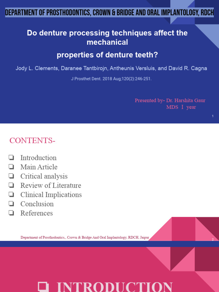 JC- Do denture processing techniques affect the mechanical properties of denture teeth ...