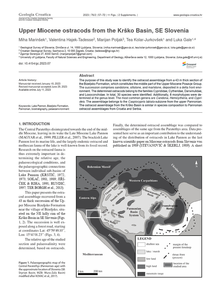 Upper Miocene Ostracods From The Krsko B | PDF | Erosion | Geology