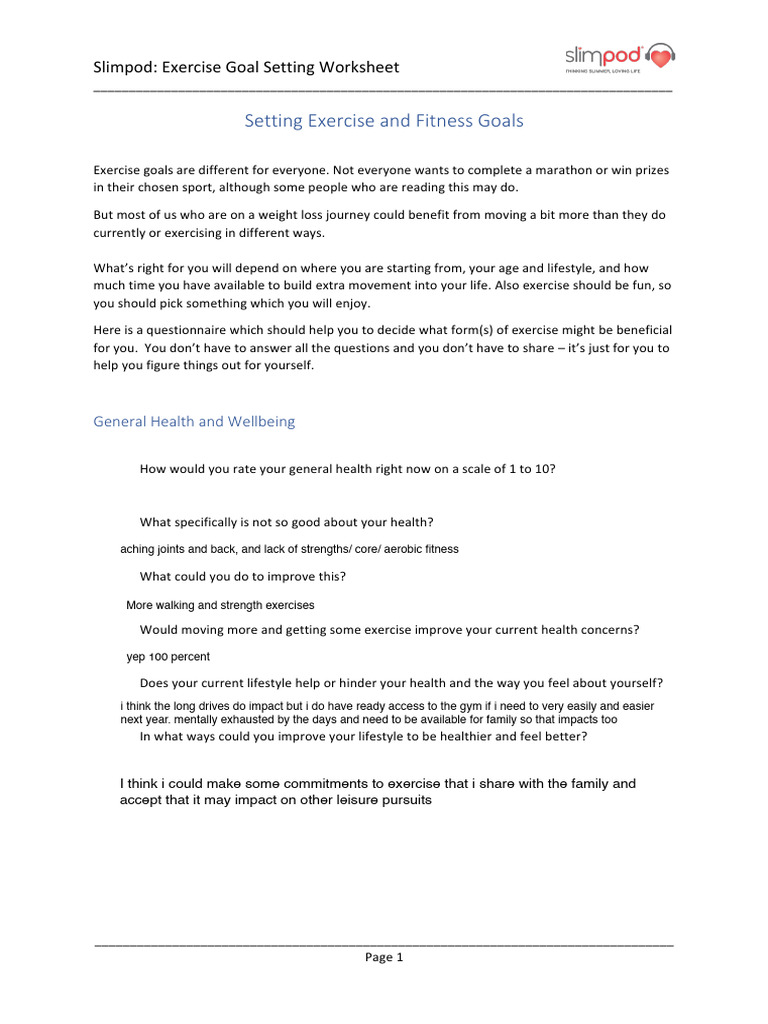Setting Exercise and Fitness Goals | PDF | Physical Fitness | Pilates