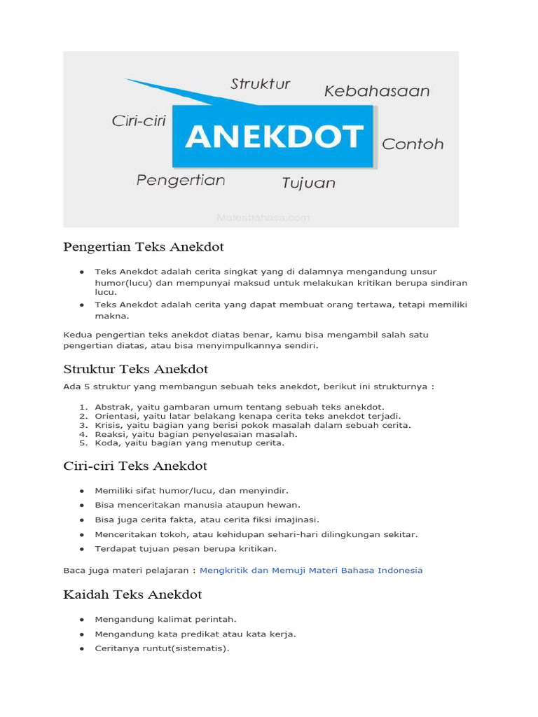Pengertian dan Struktur Teks Anekdot | PDF