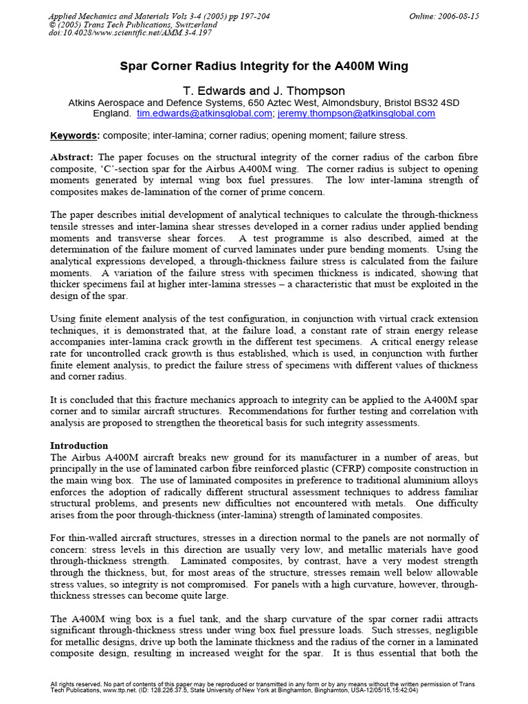 Spar Corner Radius integrity for the A400M Wing | Download Free PDF ...