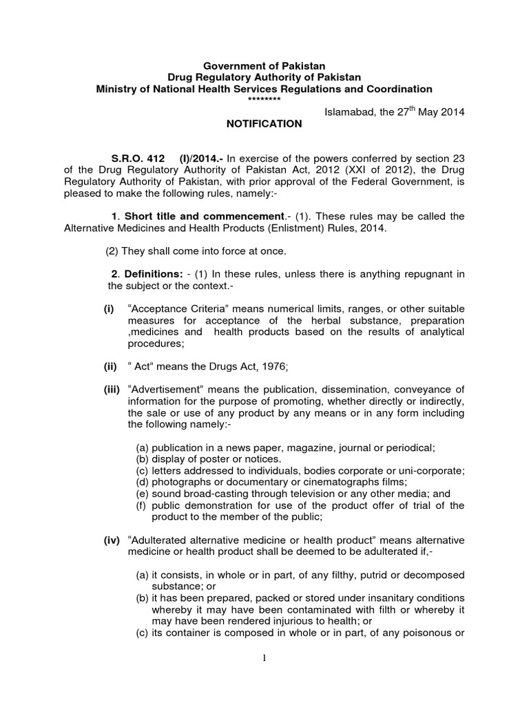 S.R.O. 412: Alternative Medicine Rules | PDF | Herbalism ...