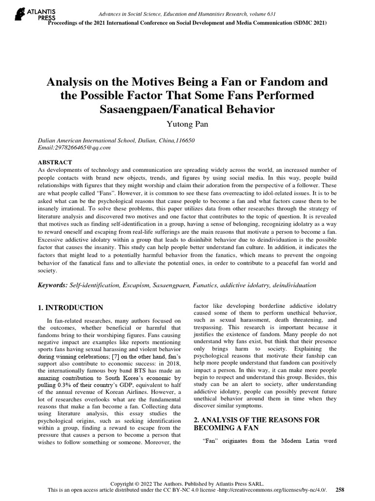 Analysis On The Motives Being A Fan or Fandom and The Possible Factor ...