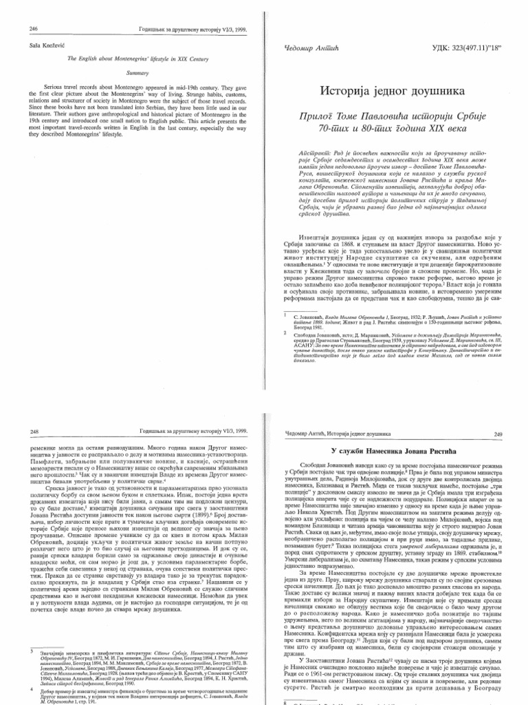 ceda antic - izvestaji jednog dousnika srbija 19. vek | PDF
