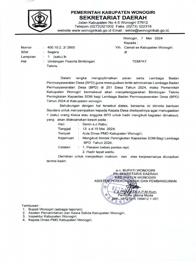 Undangan Peserta Bimbingan Teknis | PDF