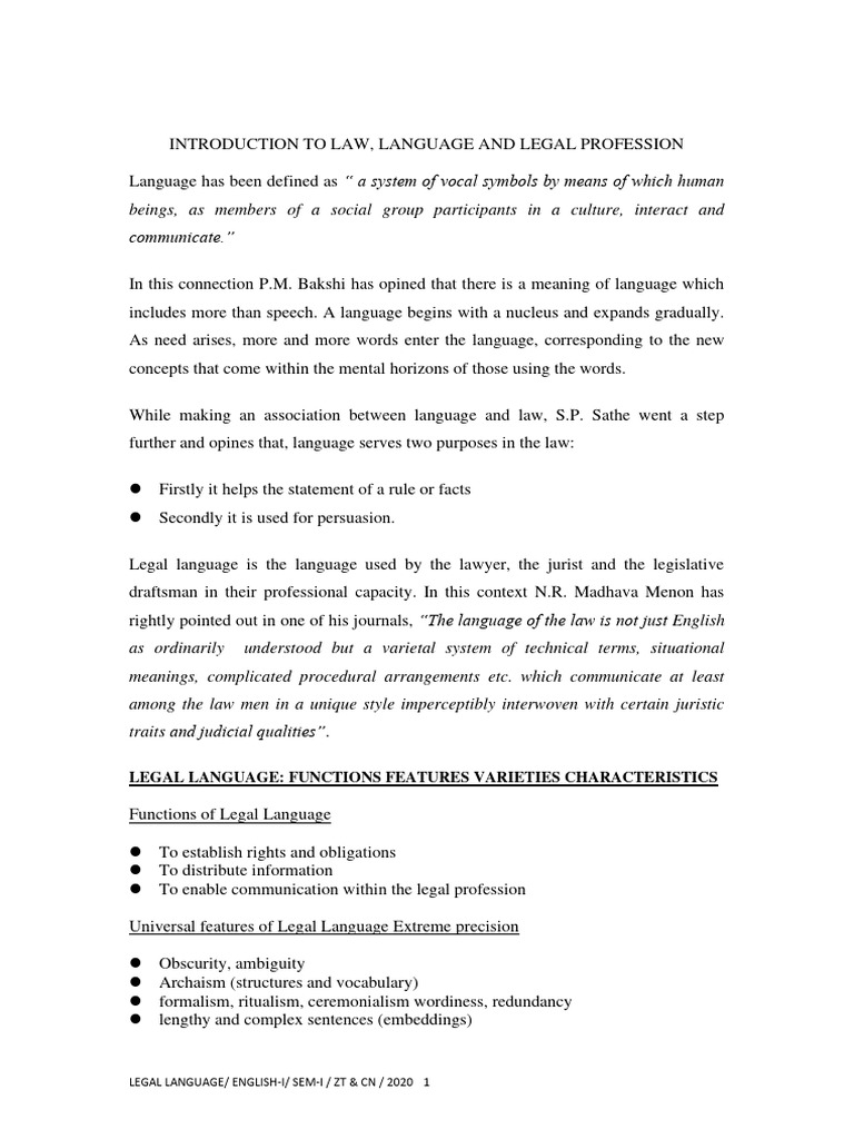 Handout- Legal Language | PDF | Jargon | Human Communication