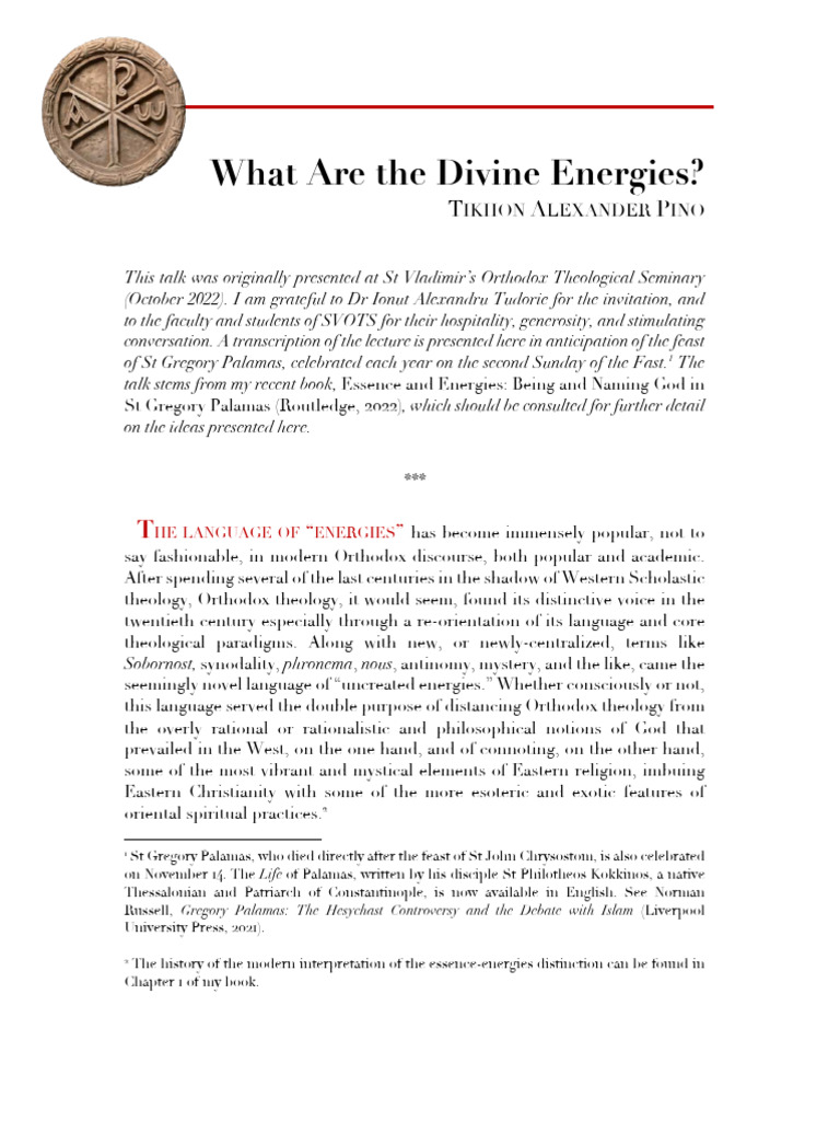What_Are_the_Divine_Energies | PDF | God | Grace In Christianity