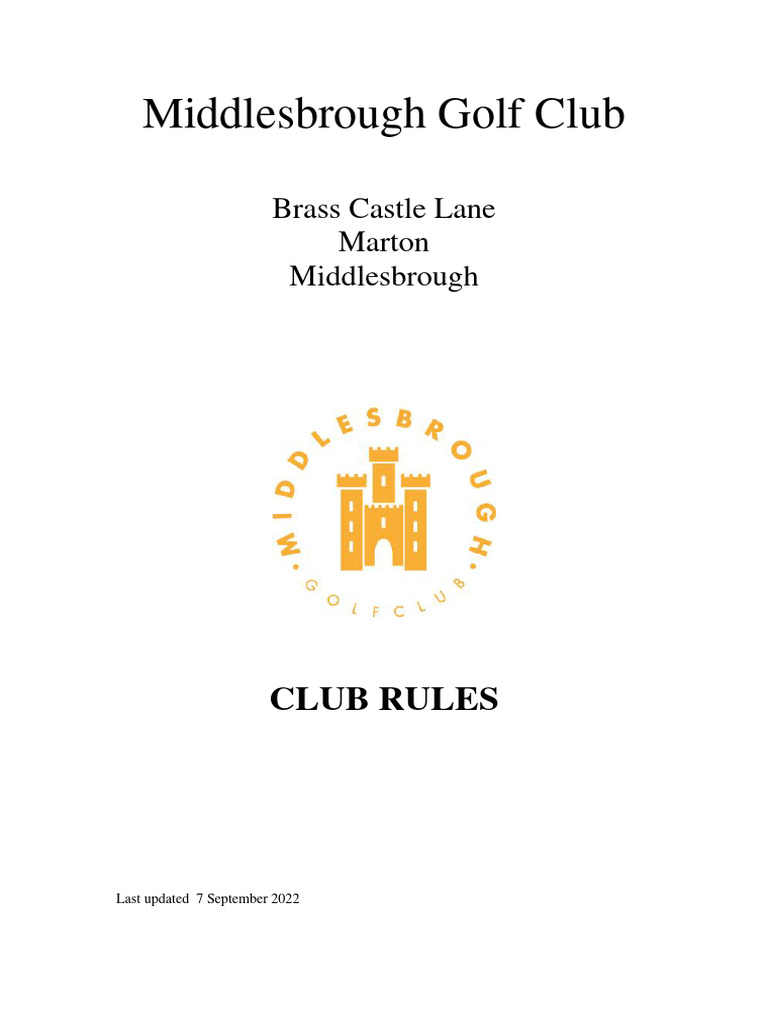 Middlesbrough Golf Club: Brass Castle Lane Marton Middlesbrough | PDF ...