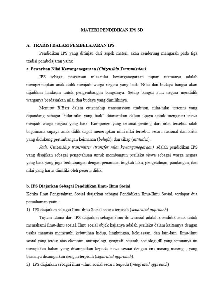 Materi Pendidikan Ips Sd Pdf