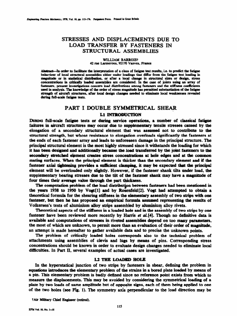Stresses and Displacements Due To Load Transfer by Fasteners in ...