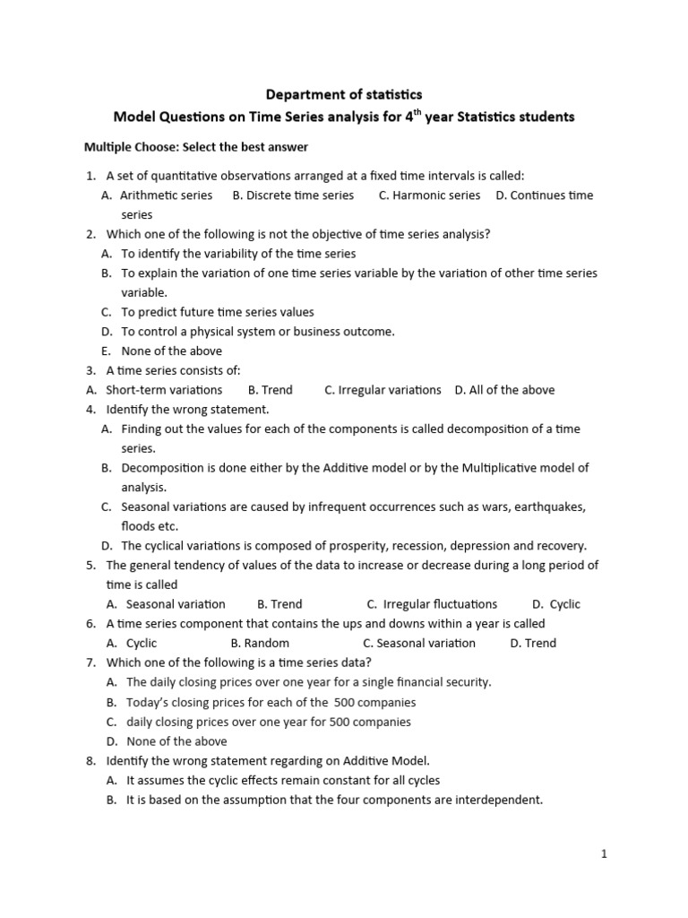 Time Series Questions | PDF | Stationary Process | Time Series