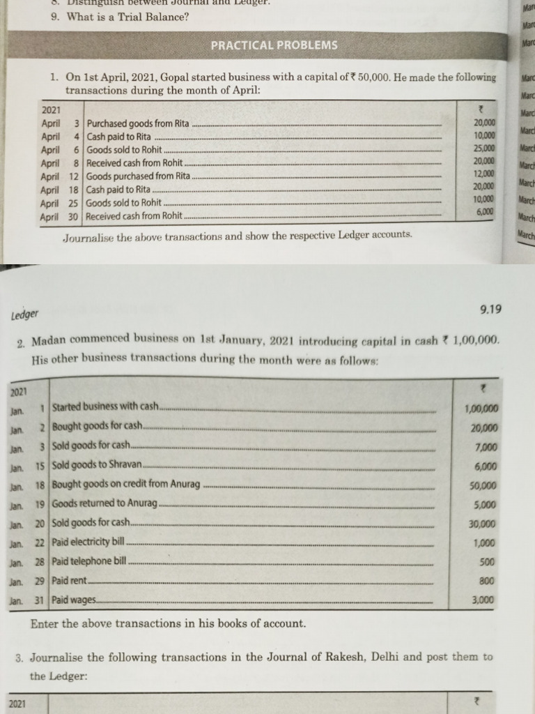 TS Grewal Ledger Practical Problems | PDF | Cheque | Bookkeeping